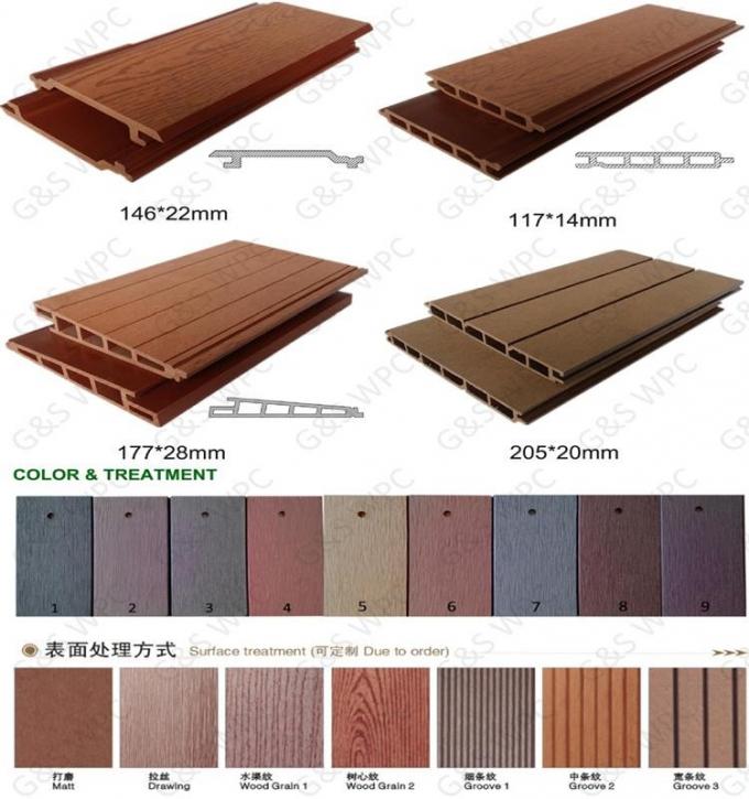 Moisture Proof 1.5cm WPC Wall Panel Fireproof Wpc Wood Cladding 146MM
